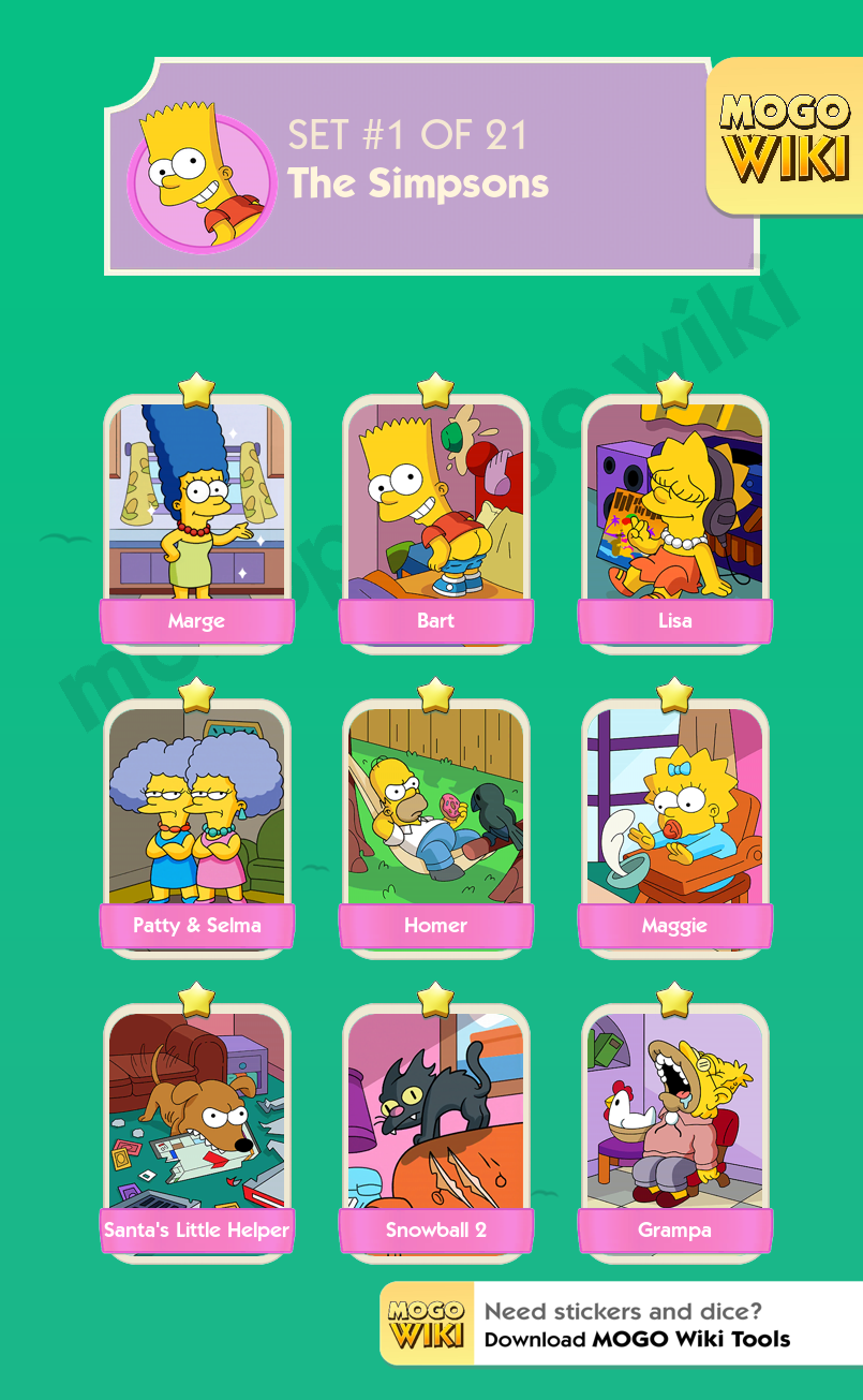 MONOPOLY GO! The Simpsons Album: All 21 Sets, Stickers, Rewards & Dates